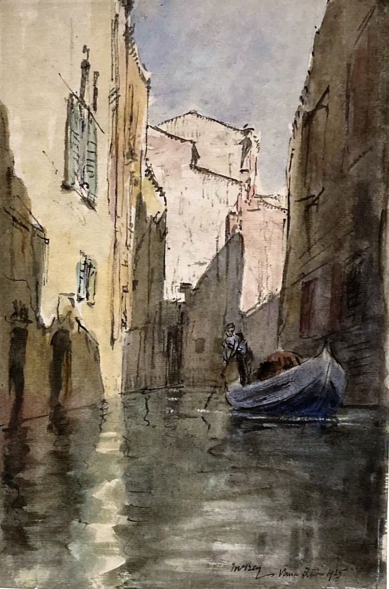 James McBey A Canal Watercolor 